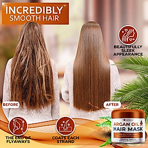 Moroccan Argan Oil Mask - Deep Conditioning Moisturizer for Dry, Extremely Damaged Hair - Hydrating Repair Treatment for Split Ends - With Collagen and Keratin for Curly, Frizzy and Color Treated Hair