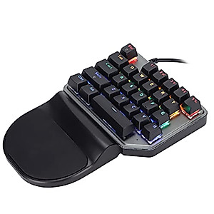 One Handed Gaming Keyboard, 27 Keys Portable Mini Gaming Keypad with Ergonomic Wrist Rest Plug and Play Red Axis Mechanical Gaming Keyboard for PUBG Gamer
