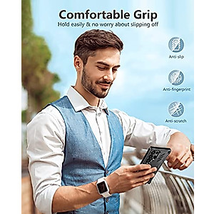 FNTCASE for Samsung Galaxy S23 Ultra Case: Built-in Screen Protector & Kickstand, Extra Front Frame, Full-Body Dual Layer Rugged Belt-Clip Holster Heavy Duty Shockproof Protective Phone Cover-Black