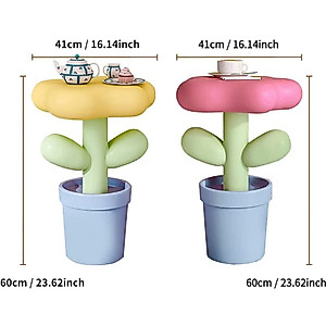 BAUBUY Creative Tulip Coffee Table Flower Shape Decorative Small Side Table 60 * 41cm Resin Sofa End Table for Living Room Balcony Bedroom Furniture