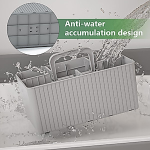 DAYHOPE Plastic Shower Caddy Portable Organizer, DIY Bathroom Organizers and Storage, Makeup Organizer Divided Storage Tote Holder for Bathroom, Makeup, Kitchen, Office, Desktop (2 Pack, Gray)