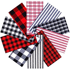Tatuo 10 Pieces Christmas Fabric Squares Bundles 10 x 10 Inch Buffalo Plaid Cotton Fabric Squares Charm Precut Checked Quilting Fabric for Christmas Holiday DIY Sewing Crafts
