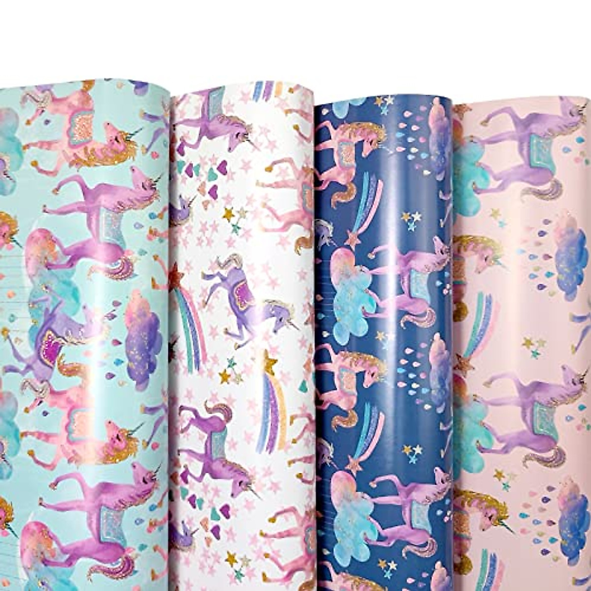 FIEHALA Unicorn Wrapping Paper -12 Sheet Gift Wrapping Paper Folded Girl Wrap 20'' x 27.5'' Unicorn Party Favor for Kids Girls Birthday Party Baby Shower Holiday