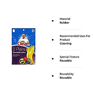 Mr. Clean Large Reusable Latex Gloves, 2 Color, 2 Pairs