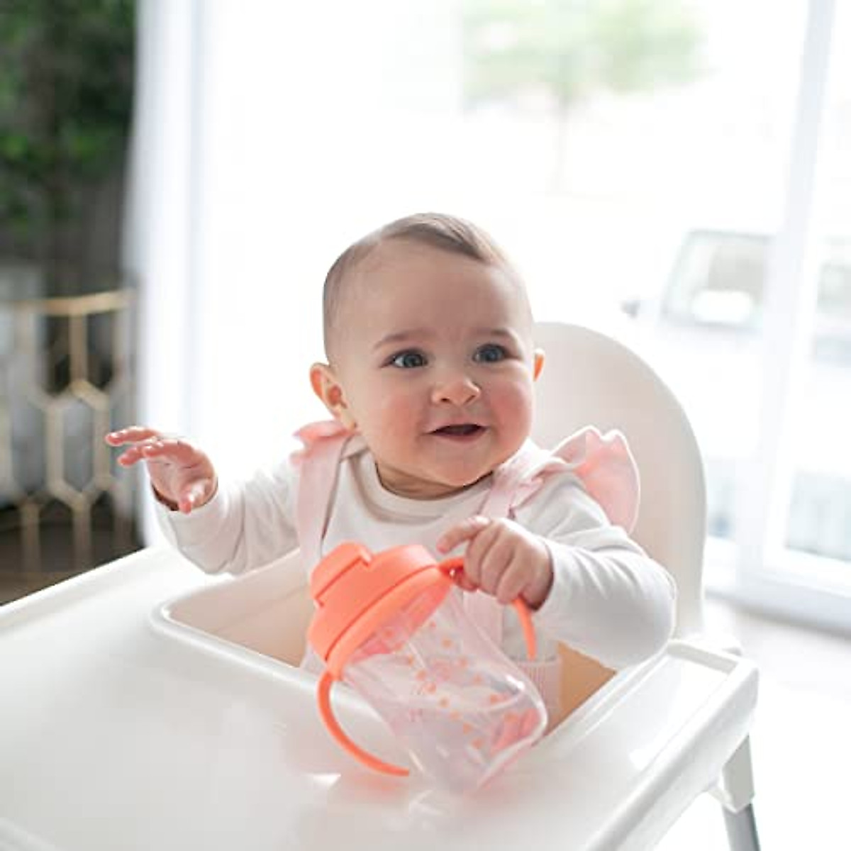 Dr. Brown's Milestones, Baby's First Straw Cup Sippy Cup with Straw, 6m+, 9oz/270ml, Coral, BPA Free