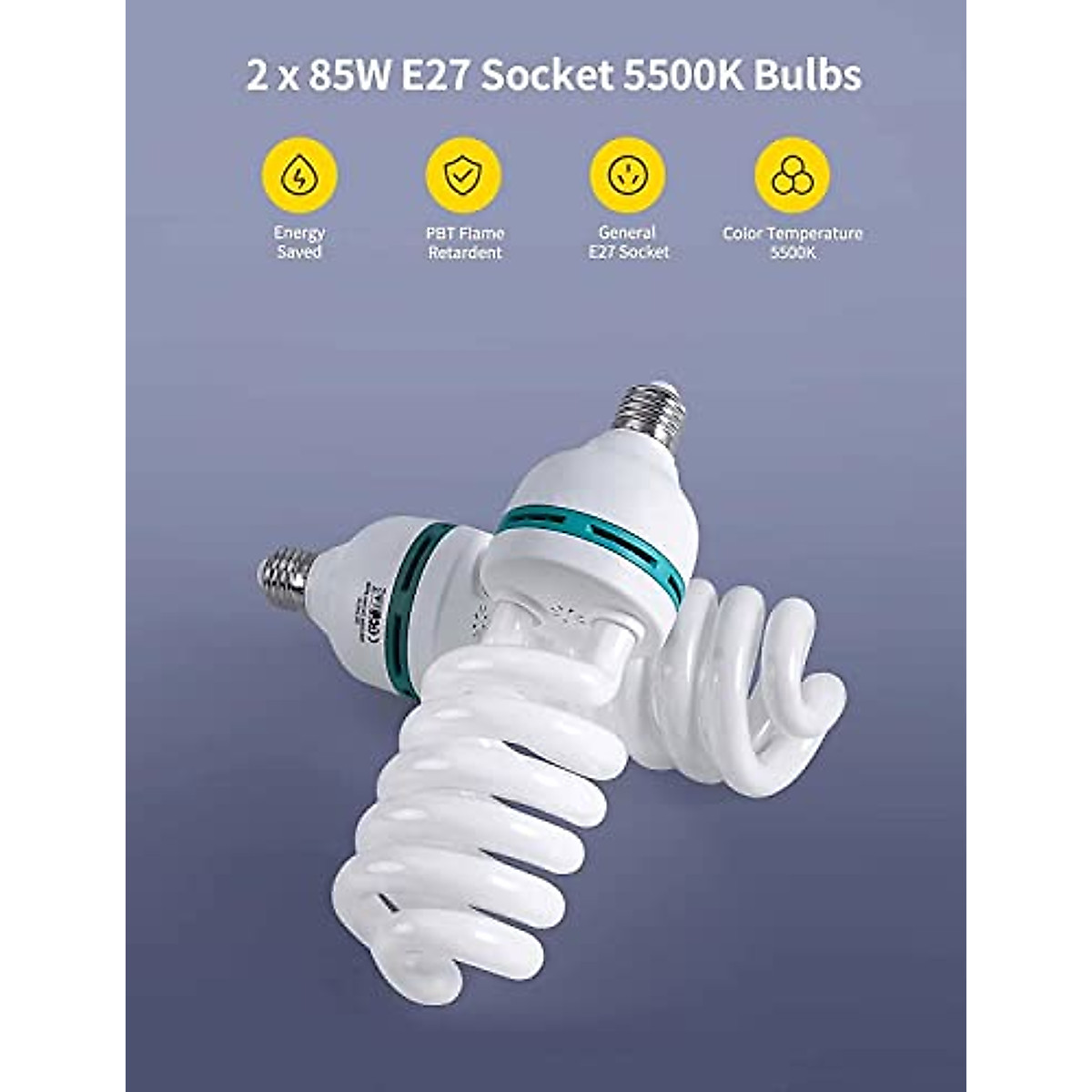 RALENO Softbox Photography Lighting Kit 20"X28" Photography Continuous Lighting System Photo Studio Equipment with 2pcs E27 Socket 5500K Bulb Photo Model Portraits Shooting Box