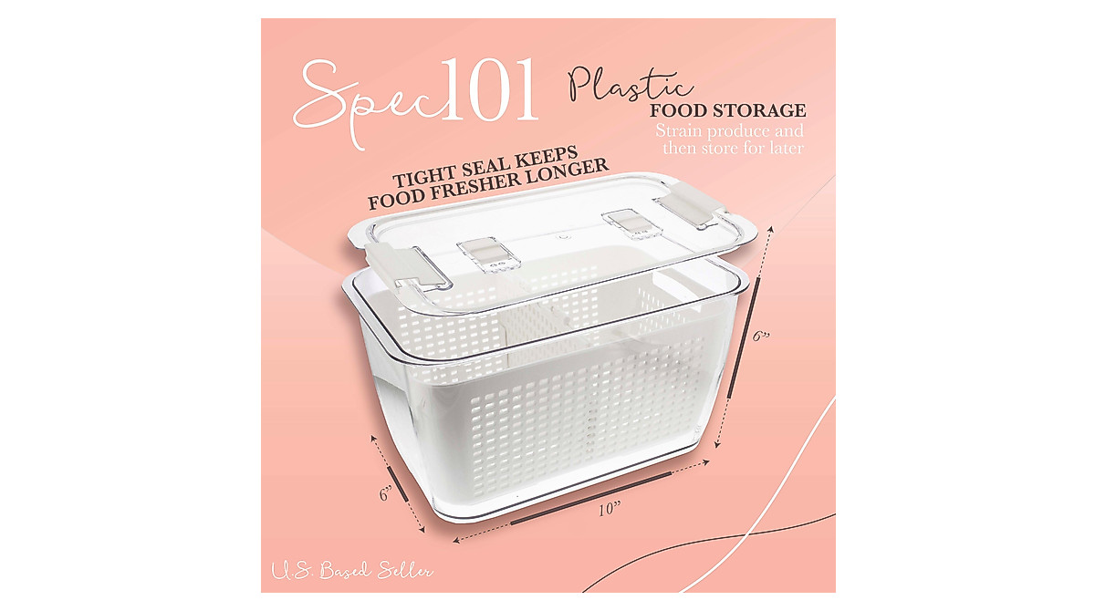 Spec101 Plastic Food Storage Strainer - Keep Produce Fresh