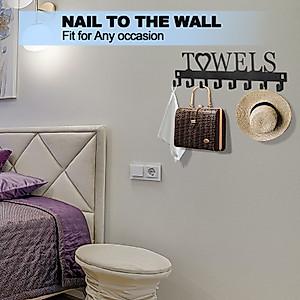 Kruodop Over The Door Hooks,Towel Holder for Bathroom, Black Towel Rack Coat Rack, Wall Mount Door Towel Hooks for Bedroom Kitchen, Door Towel Hanger for Hanging Hat Clothes Bathrobe Bag