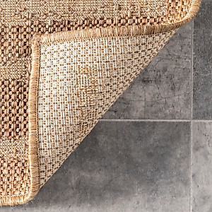 nuLOOM 5' x 8' Outdoor Performance Area Rug, Stain Resistant, Weather Resistant, High Traffic, Patio, Balcony, Outside, Marin Brown