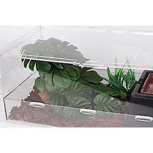 WOLEDOE Reptile Plants for Terrarium, Ball Python Tank Decor Accessories fit Bearded Dragon Crested Leopard Gecko Lizard Chameleon Snake Frog Tortoise Hermit Crab - Fake Monstera