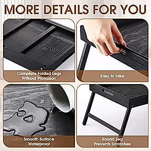Wesiti 4 Pack Bed Trays for Eating Wood Breakfast in Bed Tray with Folding Legs and Handles Food TV Trays for Bedroom Laptops Reading Eating Picnic, 16.4 x 11.8 Inches
