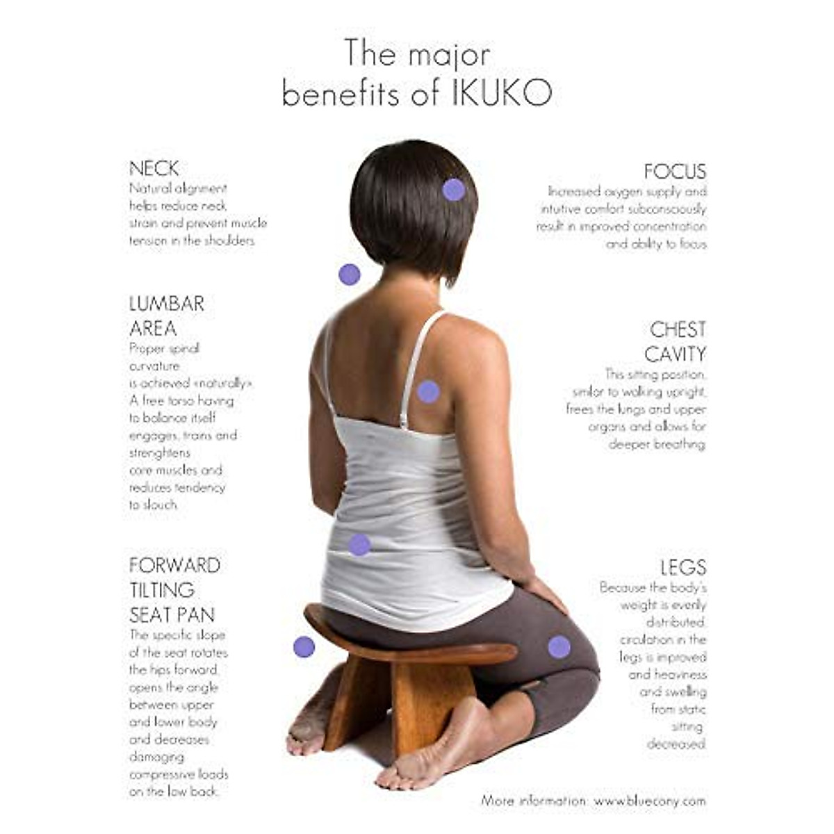 BLUECONY Meditation Bench IKUKO Basic, Preassembled Version, Wooden Kneeling Ergonomic Seiza - Solid Wood Dark Walnut, High Height (8" or 20 cm)