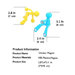 Creative Wall Climbing Villain Refrigerator Magnets, Magnet Key Hanging (Yellow, Blue, Black, Red)