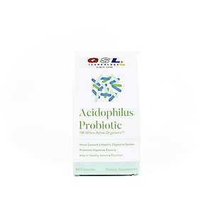 GSL Technology | Acidophilus Probiotic | 100 Million Active Organisms | Dietary Supplement for Gut Health | Made in The USA | 3 Pack of 60 Count (180 Capsules Total)