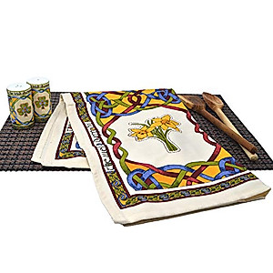 Royal Tara Irish Tea Towel with Celtic Knots Design -100% Cotton (Welsh Emblems)