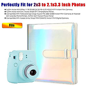 256 Pockets Photo Album for Fujifilm Instax 11 12 9 40 Mini Camera, Polaroid Camera, Photo Album for Fujifilm Instax Mini Evo Liplay 90 8 7+ Instant Camera, Polaroid HP Zink 2x3" Photos (Magic Silver)
