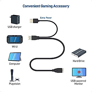Cable Matters Micro USB 3.0 to USB Splitter Cable (USB Y-Cable, USB Y Cable) 20 Inches