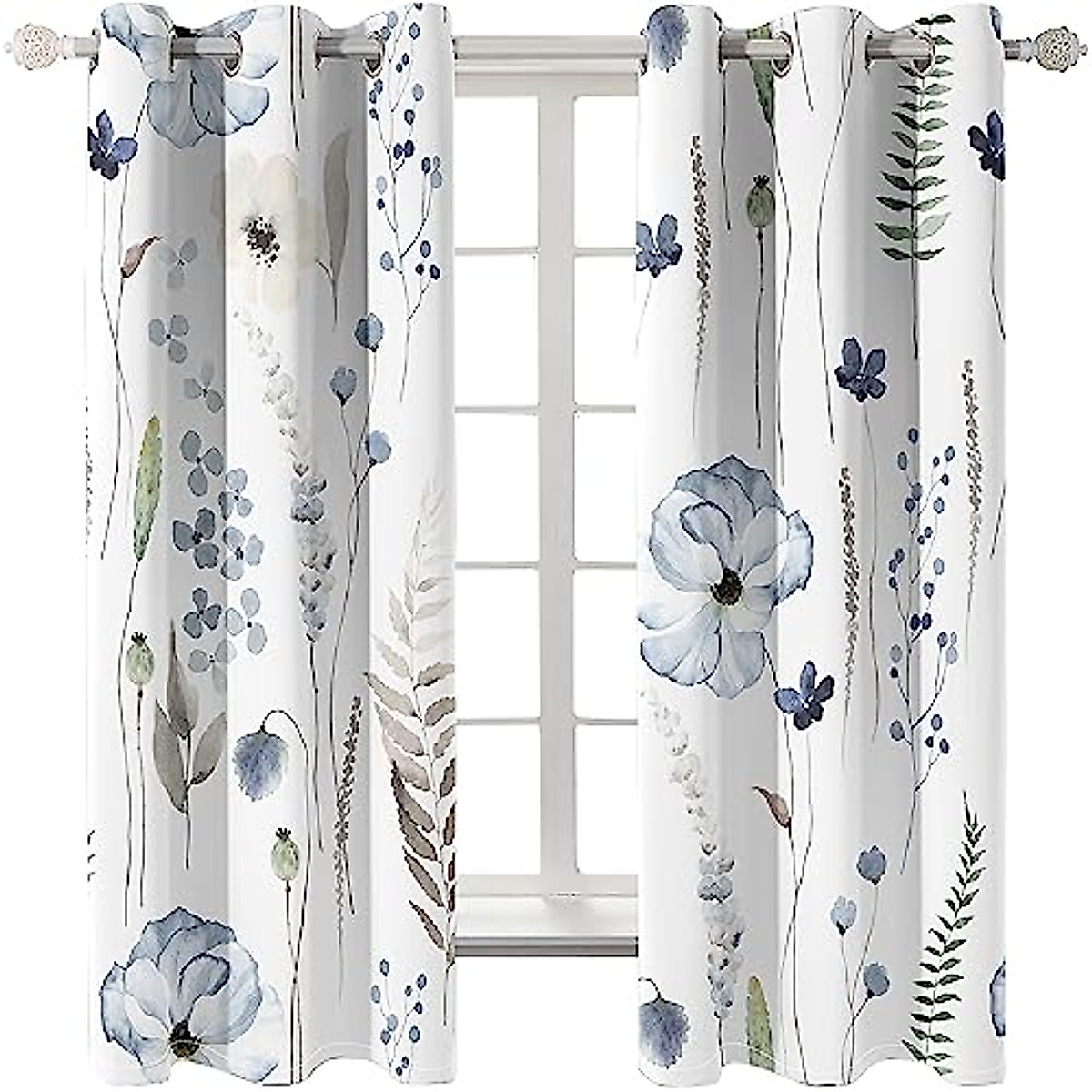 Blackout Curtains 84 inch Length 2 Panels Set Floral Artistic Drapes Leah Beige Poppy Flowers Light Blocking Thermal Black Liner Sound Proof Curtains for Bedroom Living Room, 42 x 84 inches