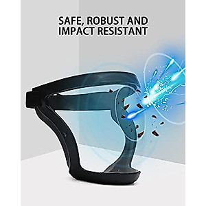 PONGDUDO Protection Full Face Shield Safety Protective Splash Anti Fog Clear Mask Shields Hd Plastic Transparent Reusable Adult Unisex (1PC BLACK)