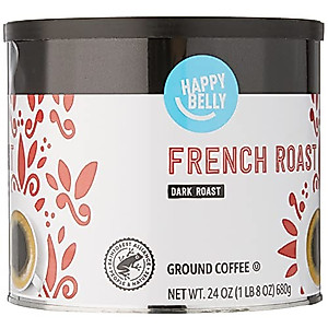 Amazon Brand - Happy Belly French Roast Canister Coffee, Dark Roast, 24 Ounce