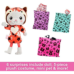 Barbie Cutie Reveal Chelsea Doll & Accessories, Animal Plush Costume & 6 Surprises Including Color Change, Kitten as Red Panda