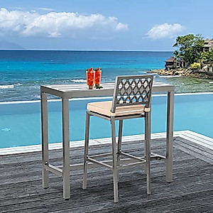 ONLYCTR Outdoor Bar Table, Patio Counter Height Bar Table, 55" Rectangle Bar Table for Patio, Garden, Yard, Balcony, Poolside (Grey, 55inch-Length)