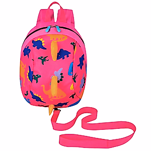 AINIBAB Toddler Dinosaur Mini Backpack with Leash Children Kids Baby Harness Bookbag (Pink)