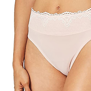 Bali Women's Hi-Cut Panties, High-Waisted Smoothing Panty, High-Cut Brief Underwear for Women, Comfortable Underpants, Sheer Pale Pink, Large