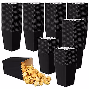 Jetec 450 Pcs Popcorn Boxes Mini Paper Popcorn Box Cardboard Popcorn Container for Party Black Popcorn Holder Disposable Candy Popcorn Bags for Birthday Wedding Decoration, 2.36 x 2.99 x 4.17 Inches