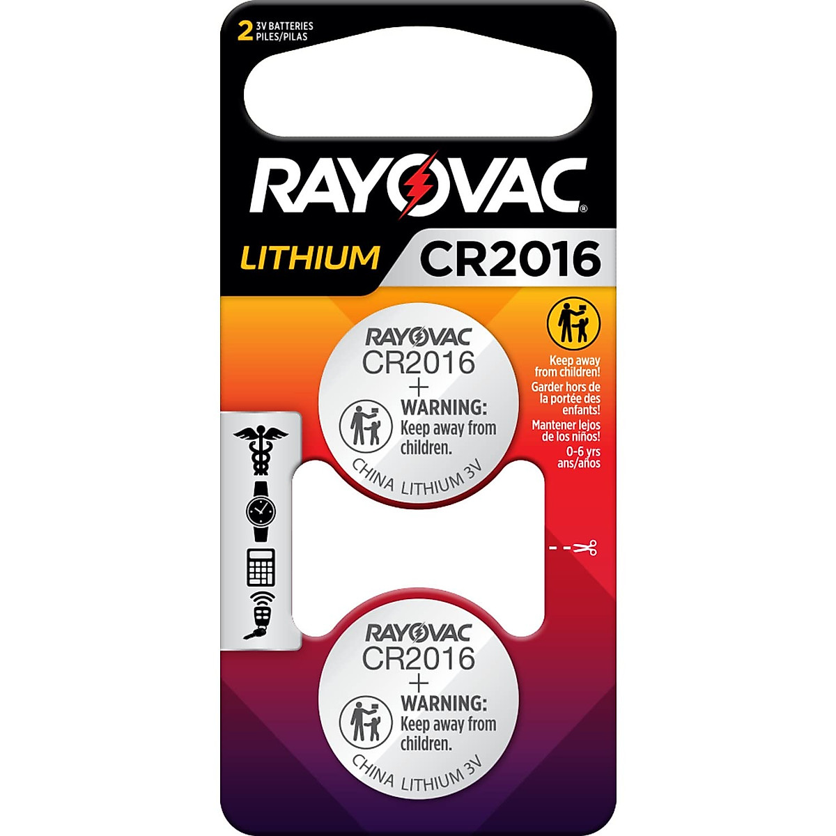 Rayovac CR2016 Battery, 3V Lithium Coin Cell CR2016 Batteries (2 Battery Count)