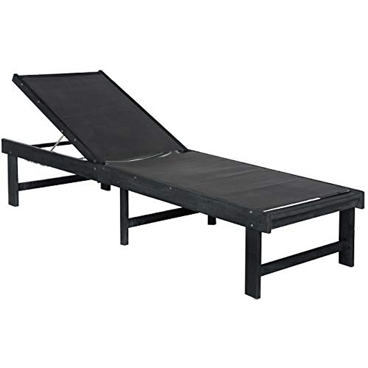 Safavieh PAT6708K Outdoor Collection Manteca Grey Lounge Chair, 0, Dark Slate Gray/Black