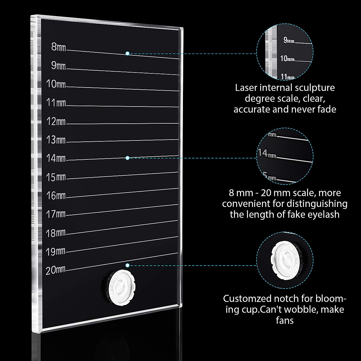 Maitys Eyelash Crystal Pallet Eyelash Extension Pallet Bigger Size Glass False Lash Tray Strip Adhesive Glue Holder(5.9 x 3.94 x 0.31 Inch,Clear)