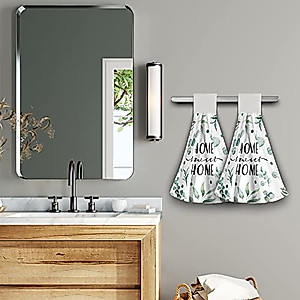 Giwawa Home Sweet Home Hanging Kitchen Towels Green Leaves Hand Tie Towel Set of 2 Fast Drying Dish Tea Towels for Bathroom Toilet Gym Decor