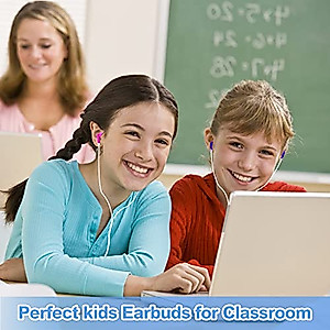 Bulk Earbud Headphones 60 Packs for Classroom Kids, Wensdo Wholesale Multi Colored Earphones Individually Bagged for Students, School, Library, Museums