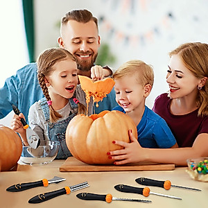Sakmilu Halloween Pumpkin Carving Kit - 6 Pcs Pumpkin Carving Tools Stainless Steel with Stencils Storeage Bag for Halloween Decoration Jack-O-Lanterns