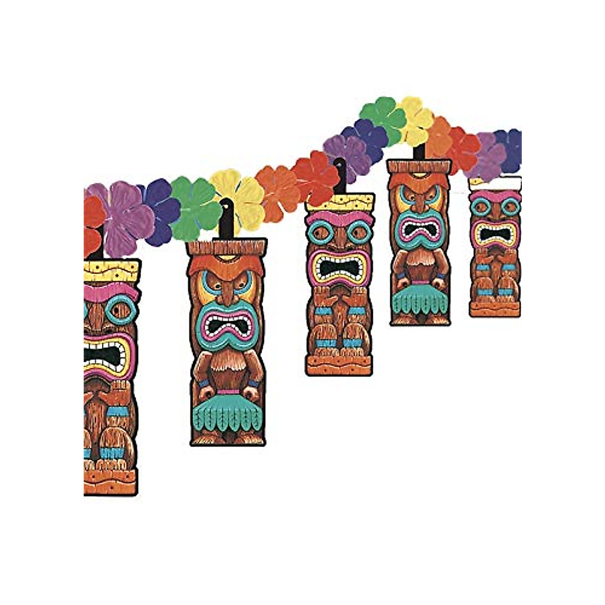Amscan Tiki Flower Lei Garland Decoration, 7 1/2', Multicolor