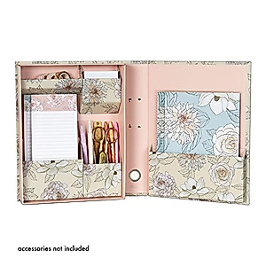 Erin Condren Ultimate Desk Organizer - Flora. Desk Organizer Set. 2 Accessory Compartment Sections, 1 List Pad Section, 3 Divided Compartments, and Paper Storage Section