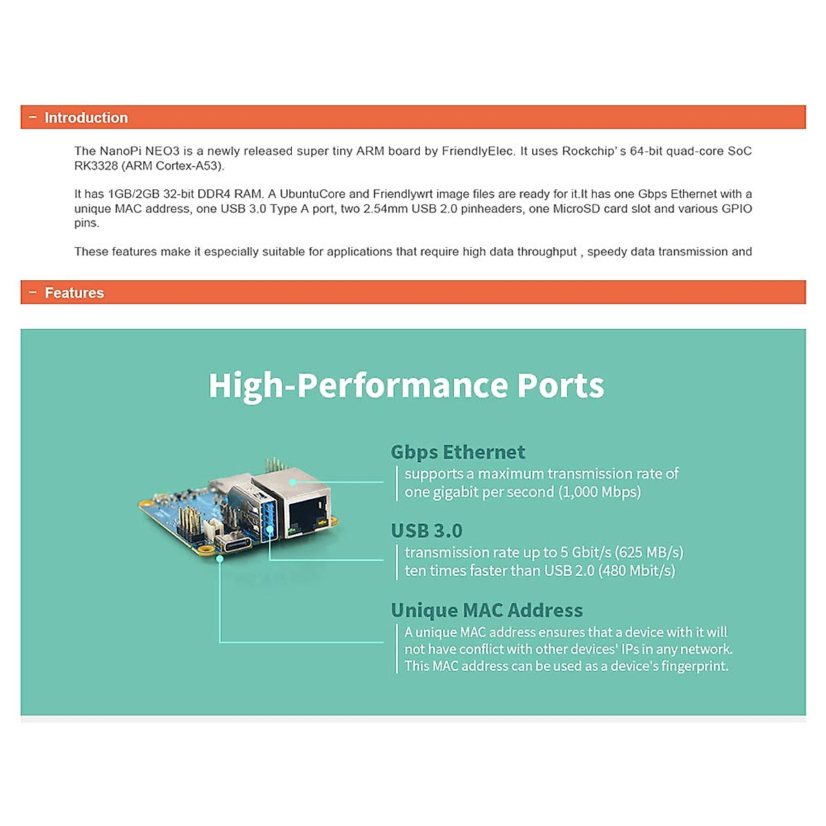 WayPonDEV NanoPi NEO3-LTS Mini Router Single Board Computer Rockchip RK3328 1GB Super Tiny ARM Board for IOT Smart Home Gateway Support FriendlyWrt Ubuntu (with Case and Heat Sink)
