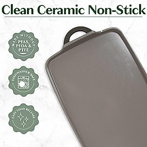 Goodful All-in-One Double Burner Griddle, Ceramic Nonstick, Durable Cast Aluminum, Oven Safe and Dishwasher Safe, Made without PFAS, PFOA, PFOS & PTFE, 18-Inch x 11-Inch, Graphite