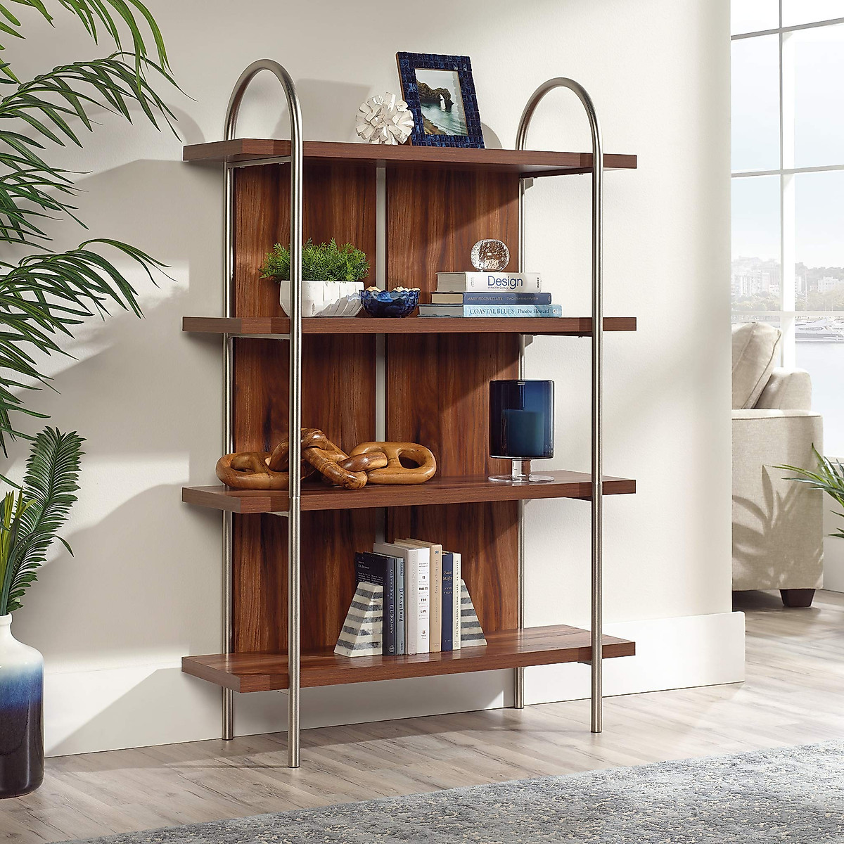 Sauder Vista Key Bookcase/Book Shelf, Blaze Acacia Finish