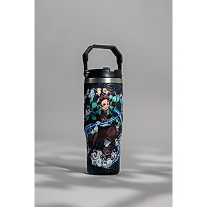 Demon Slayer Kimetsu No Yaiba Tanjiro Tumbler with Lid, 30 Oz Water Cup, Vacuum Insulated, Anime Water Bottle, Reusable Insulated Stainless Steel tumbler for Water, Iced Tea or Coffee