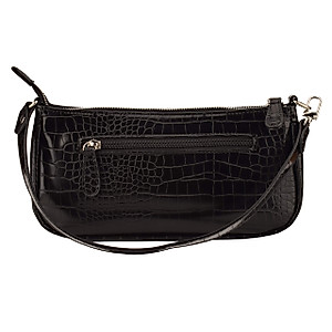 Jiaruo Retro Classic Clutch Small Women PU Leather Shoulder Bag Tote Handbag (Black)