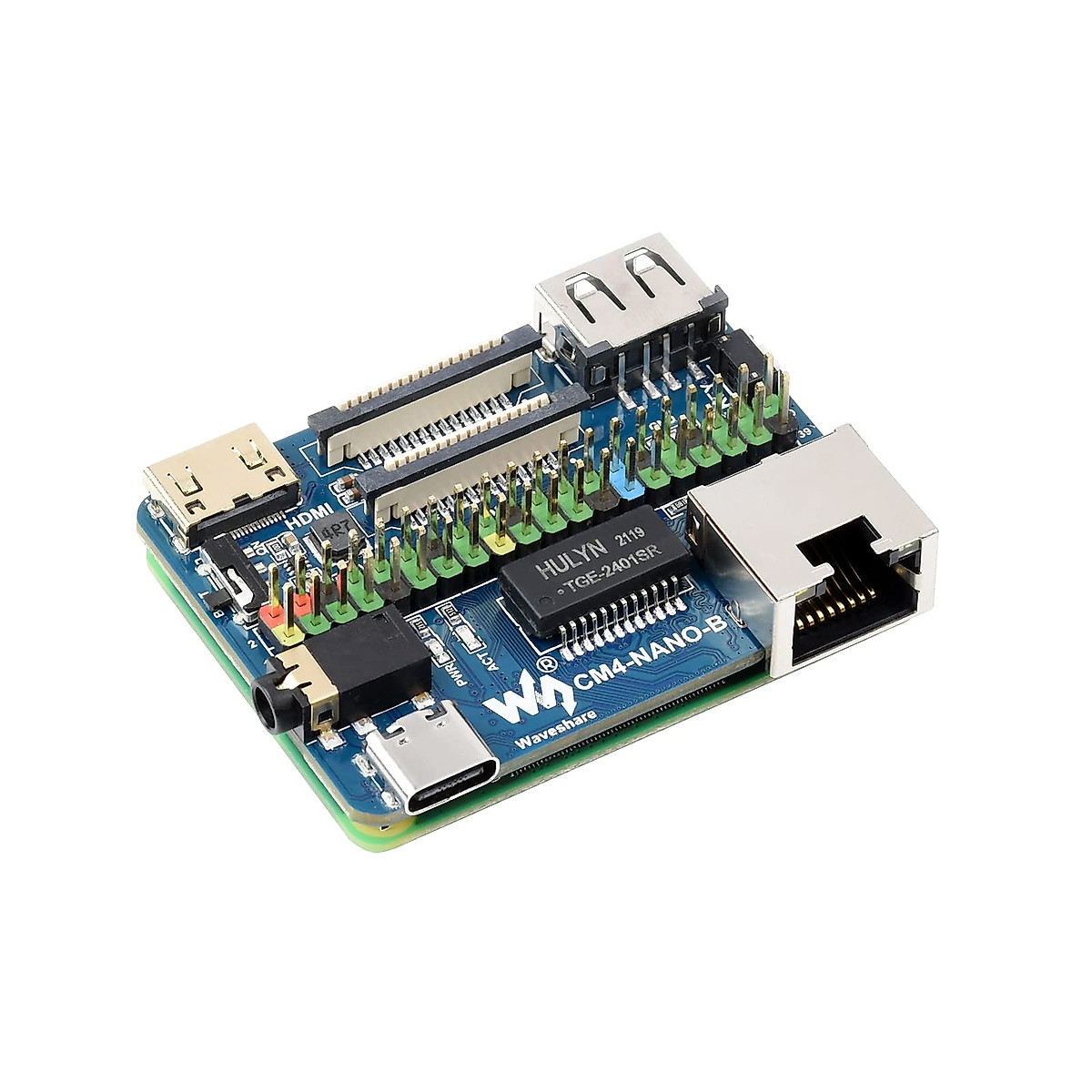 Nano Base Board (B) for Raspberry Pi Compute Module 4, Same Size as CM4, with Standard CM4 Socket, Raspberry Pi 40PIN GPIO, Gigabit Ethernet, USB2.0, DSI, CSI, HDMI, 3.5mm Audio Jack etc.