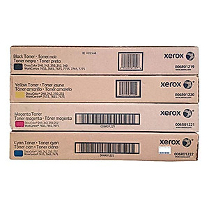 Genuine Xerox DocuColor 240 250 WorkCentre 7655, 7665, 7675 seriesToner Set 006R01219, 006R01220, 006R01221, 006R01222 CYMK Sealed In Retail Packaging