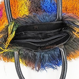 LVCOMEFF Women Genuine Mongolia Sheep Fur Handbag Bag Multicolor 2021 Furry Luxurious