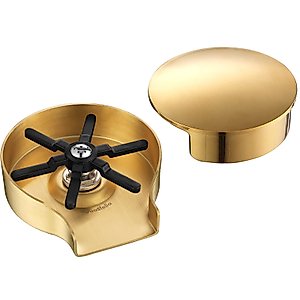 AguaStella ASR01GS Brushed Gold Metal Glass Rinser for Kitchen Sink with Cover, Kitchen Sink Cup Riner, Bar Glass Rinser, Kitchen Sink and Bar Sink Accessory