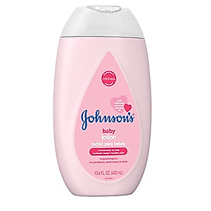 Johnson's Moisturizing Mild Pink Baby Lotion with Coconut Oil for Delicate Baby Skin, Paraben-, Phthalate- & Dye-Free, Hypoallergenic & Dermatologist-Tested, Baby Skin Care, 13.6 Fl. Oz