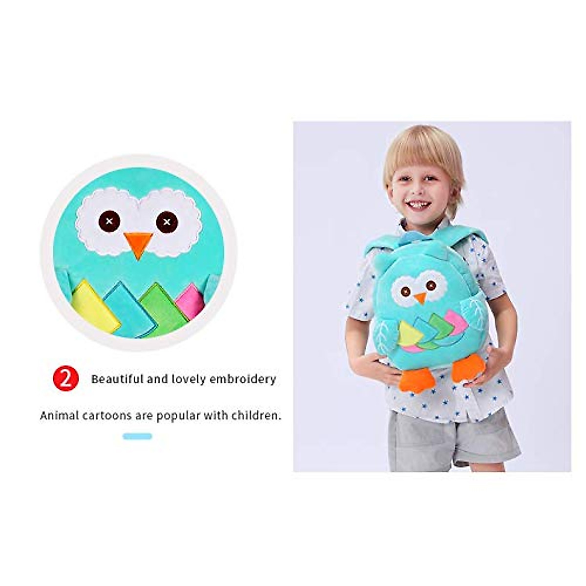 KTKA Cute Toddler Backpack Stuffed Cartoon Animal Mini Schoolbag For Boys And Girls (Blue owl)