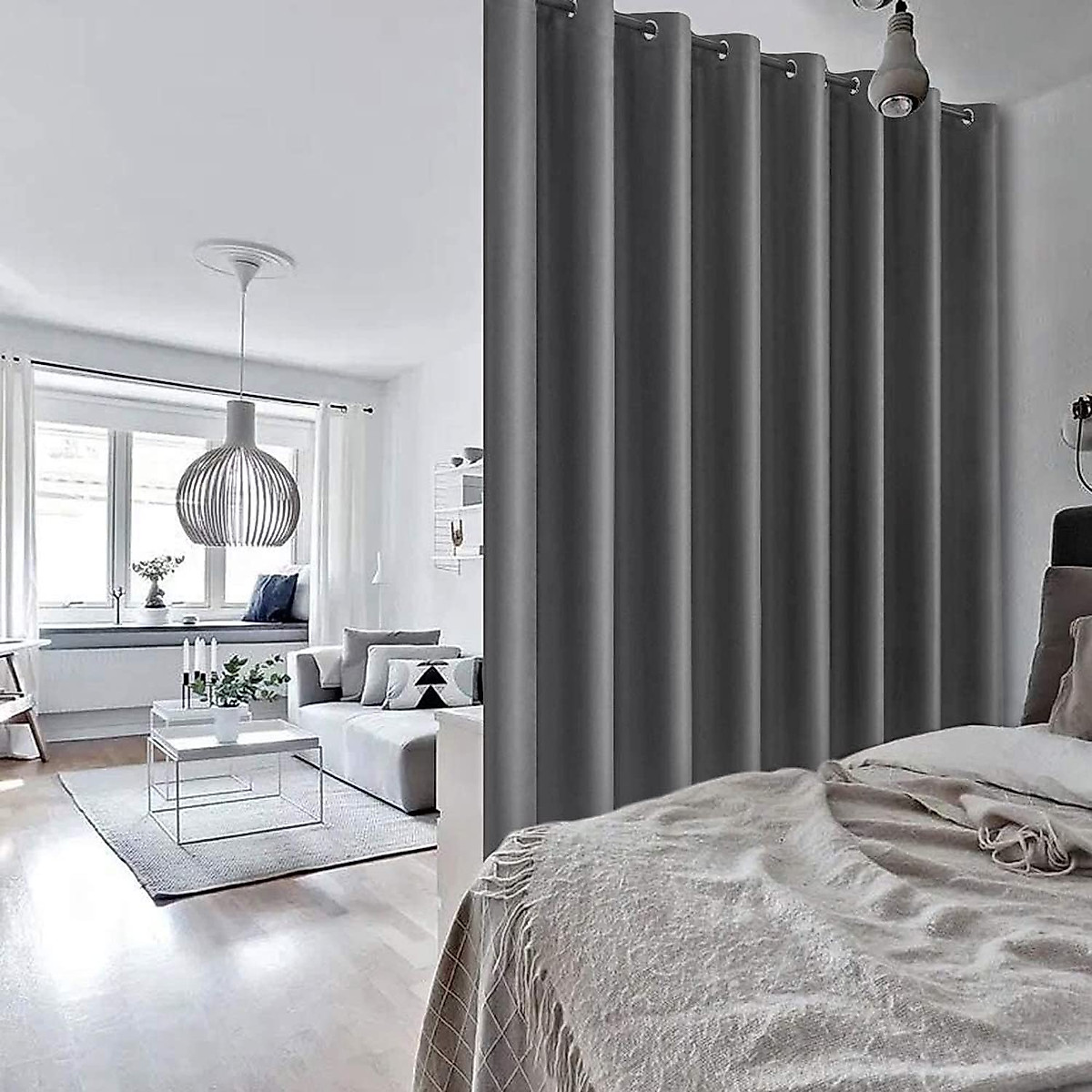 MIULEE Sliding Door Curtains 8.3 x 7 Ft, Grey Blackout Curtain for Living Room, Vertical Blind for Room Darkening Extra Wide Grommet Top Closet Door Curtains for Bedroom/Patio 1 PC 100 x 84 Inch