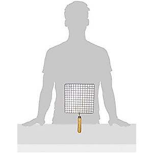 GD Stainless Steel Wire Roaster Papad Jali Roaster Grill Barbecue Grill Wooden Round Handle Square Roasting Net